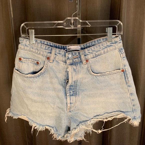 Zara | Shorts | Zara Denim Shortslight Blue Distressed | Poshmark